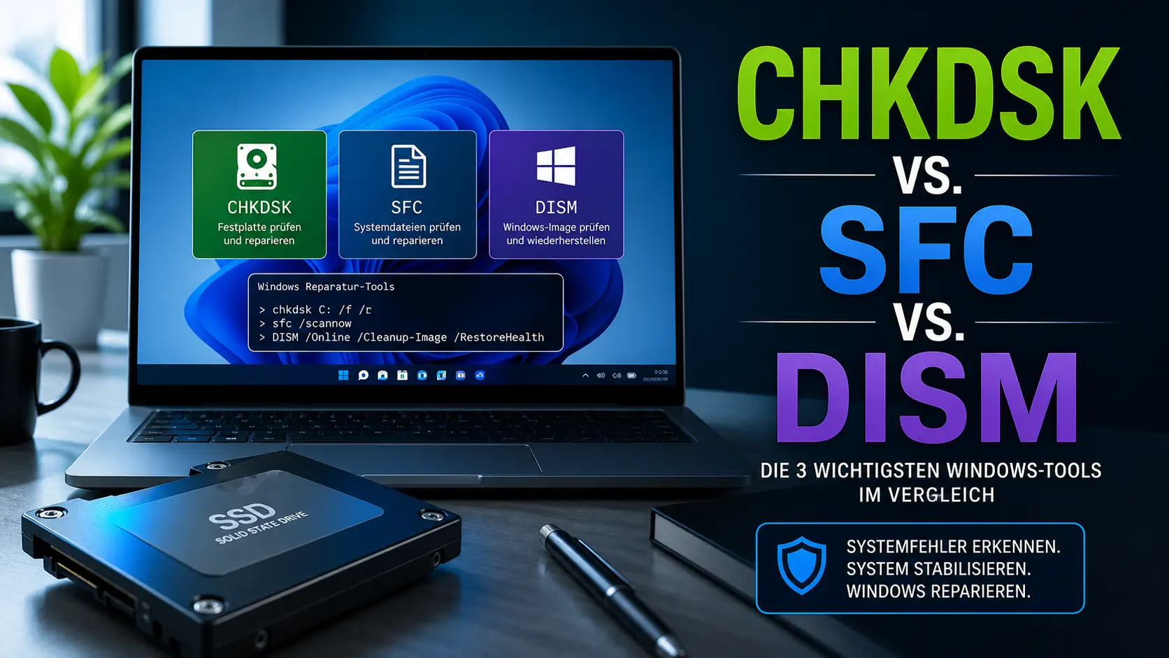 CHKDSK vs. SFC vs. DISM – Wann welches Reparaturtool?
